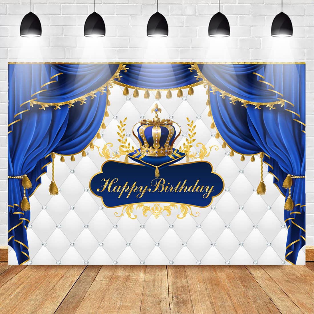 Avezano Royal Blue Crown Happy Birthday Backdrop Little Prince ...