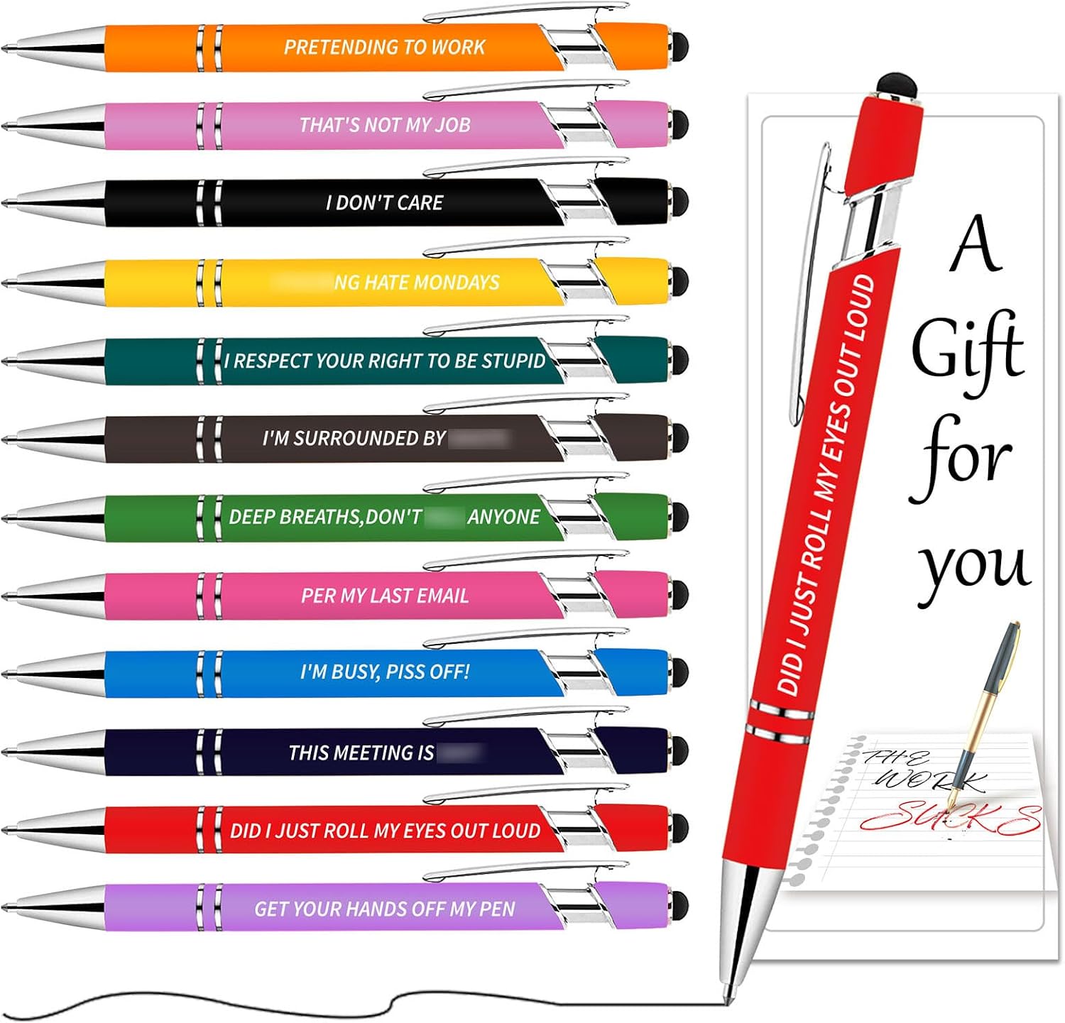 DPKOW 12pcs Funny Pens for Work Colleagues, Rude Pens for Adults ...