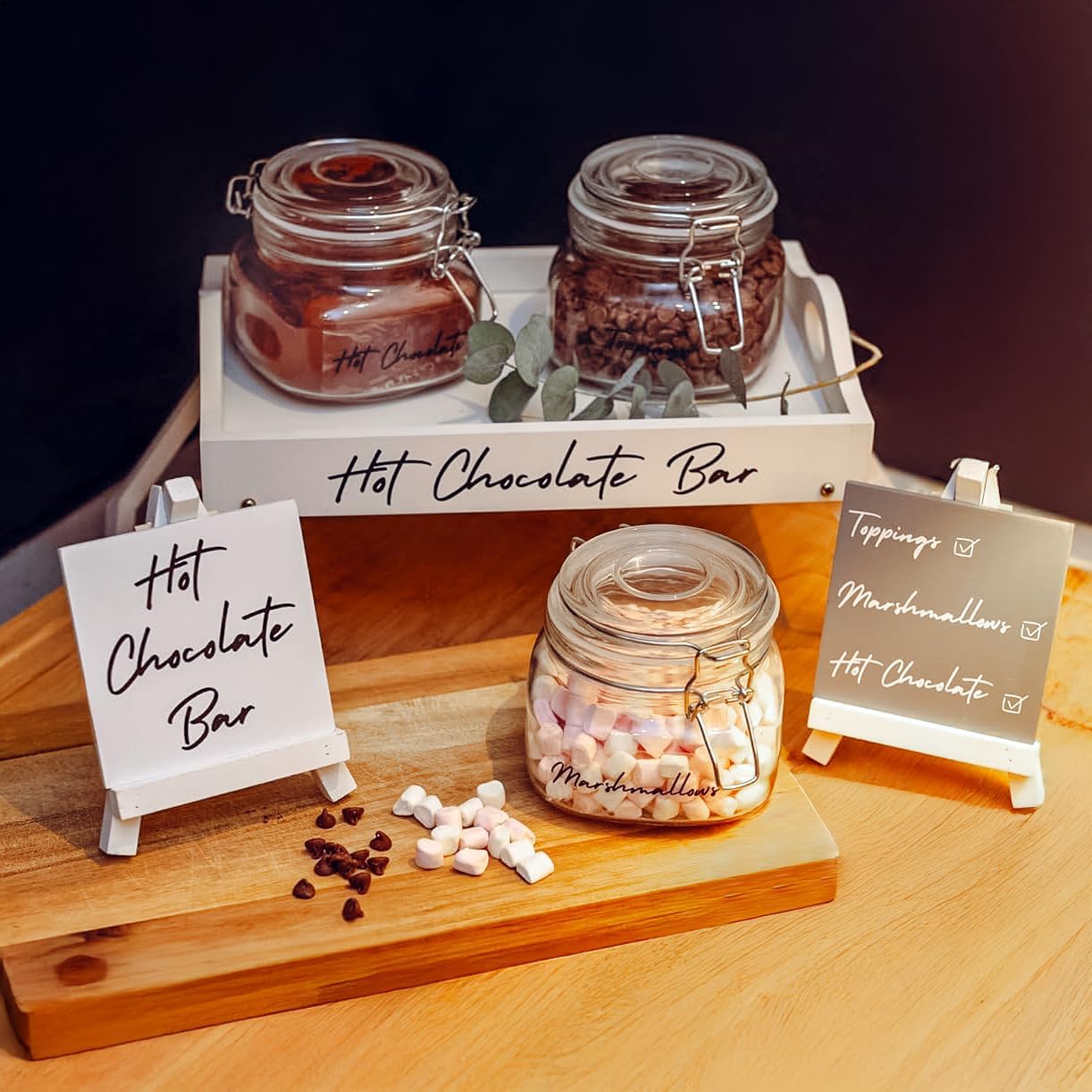 Marco Paul 6Pcs Hot Chocolate Station with Easel Kit Air Tight Jars ...