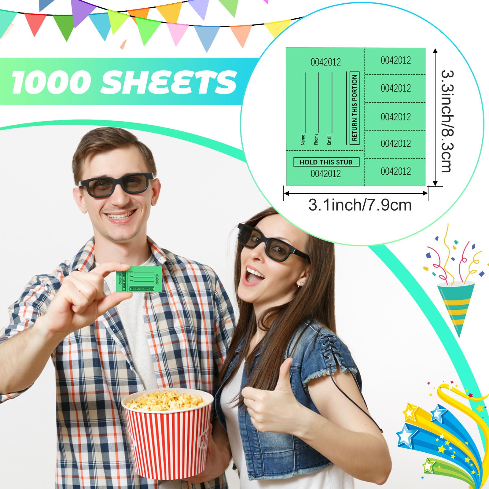 Snapklik.com : Kosiz 1000 Sheet 5 Bid Raffle Tickets Chinese Auction ...