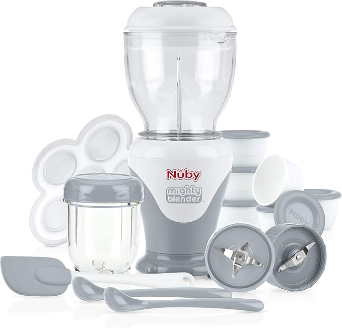 Nuby Mighty Blender with Cook Book, 22Piece Baby Food Maker Set, Cool ...