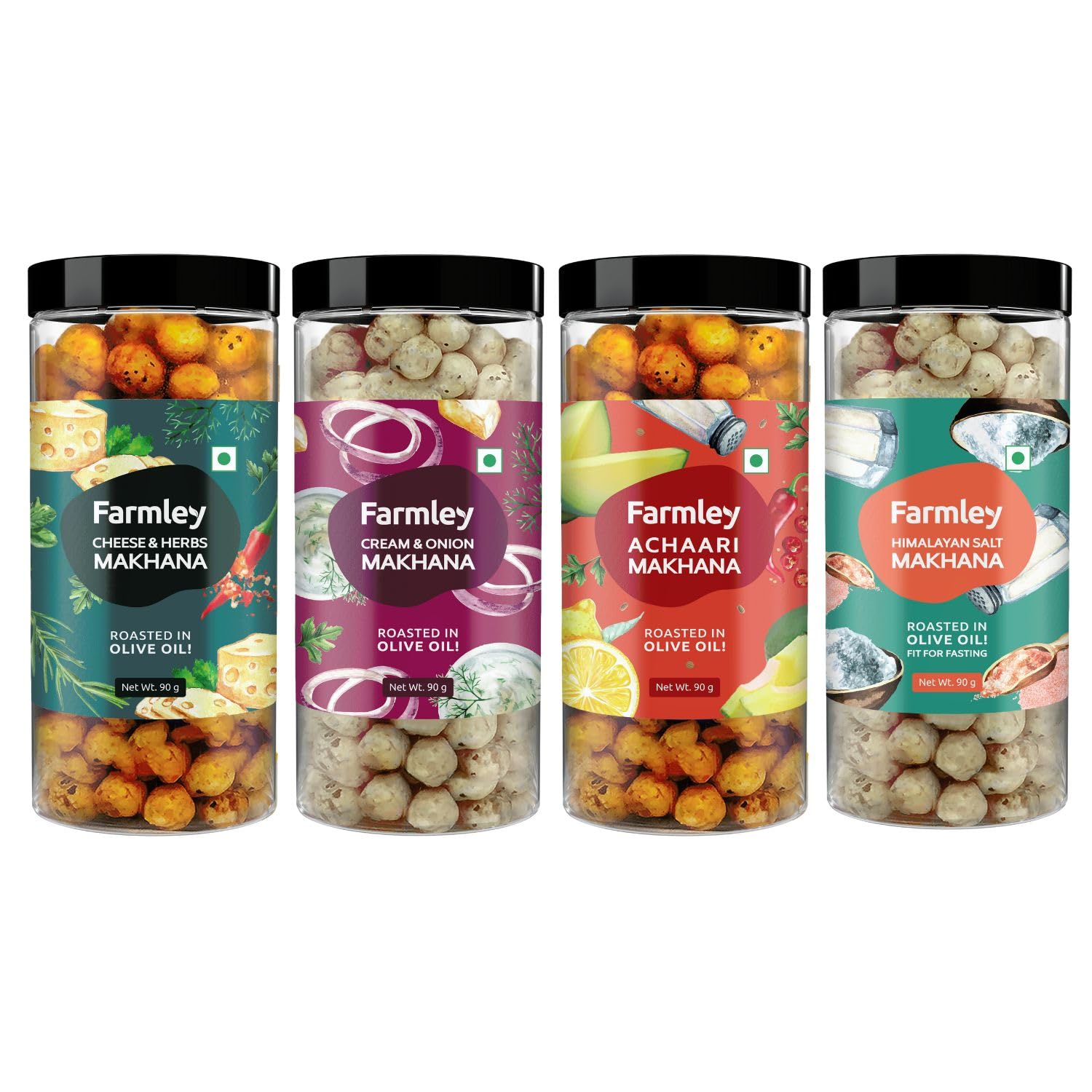 Farmley Flavoured Roasted Makhana I 332 gram I Healthy Party, Namkeen ...