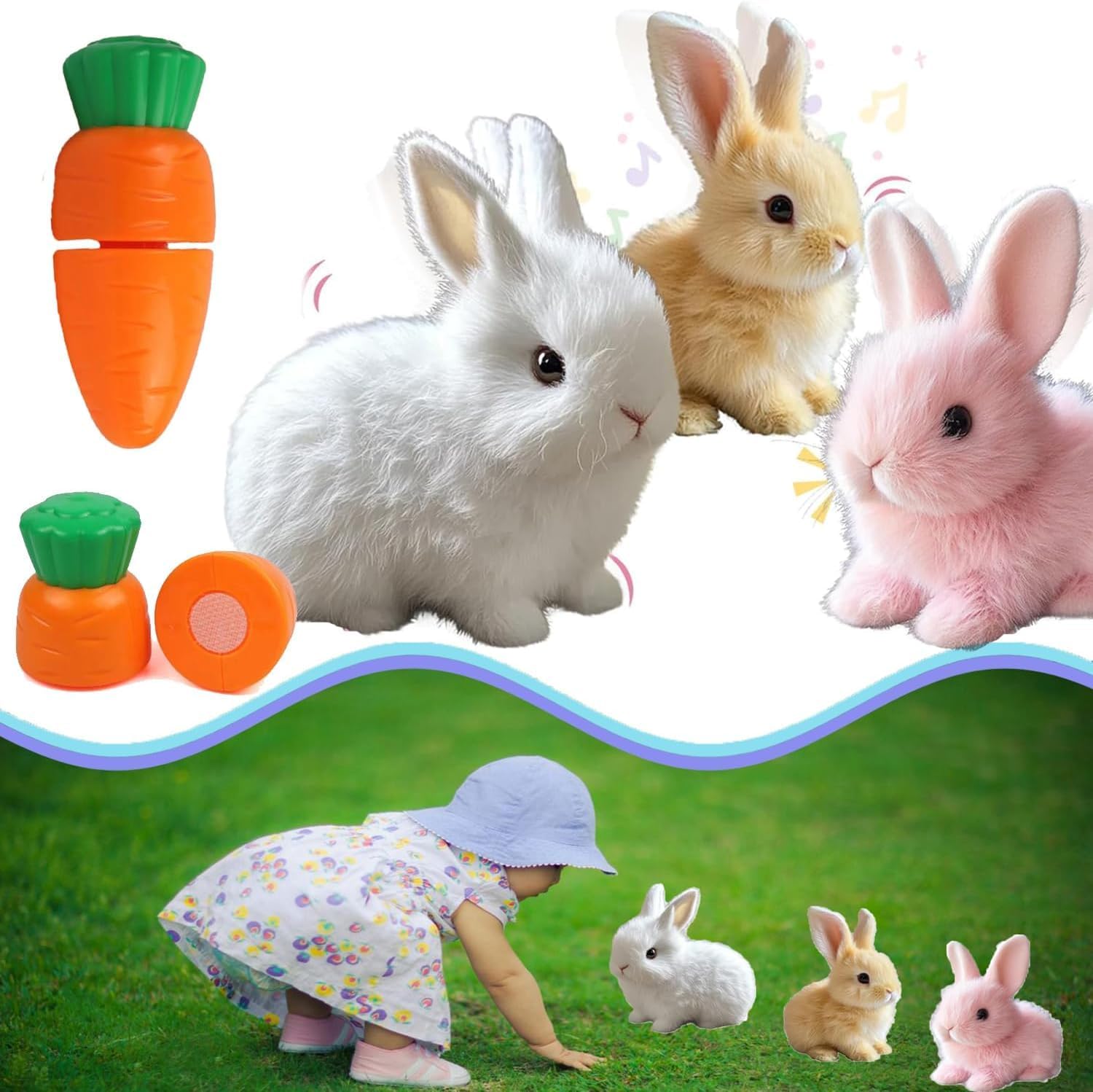Amazon.com: 2025 Easter My Realistic Bunny Toy, Interactive Bunny ...