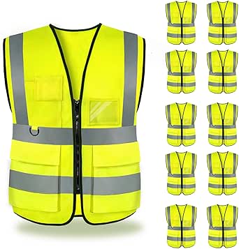 ANDANDA Chaleco reflectante de seguridad de alta visibilidad, cumple con el estándar ANSI/ISEA ...