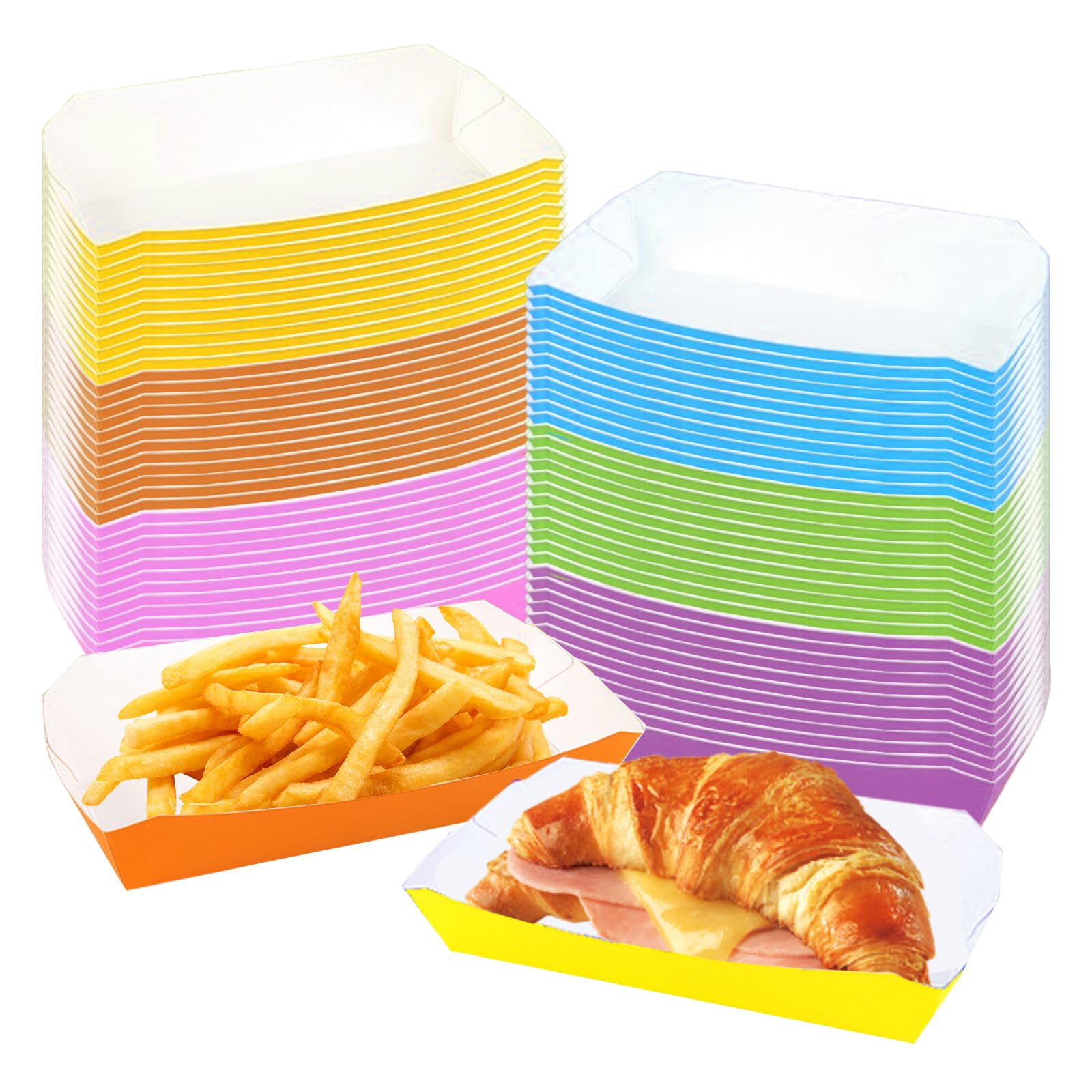 Snapklik.com : 120 Pcs Colorful Paper Food Boat Trays, 2 LB Disposable ...