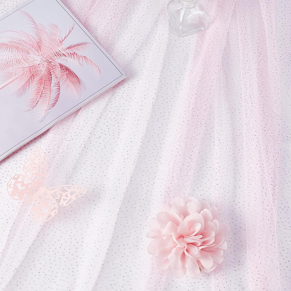 Pink Glitter Sheer Fabric