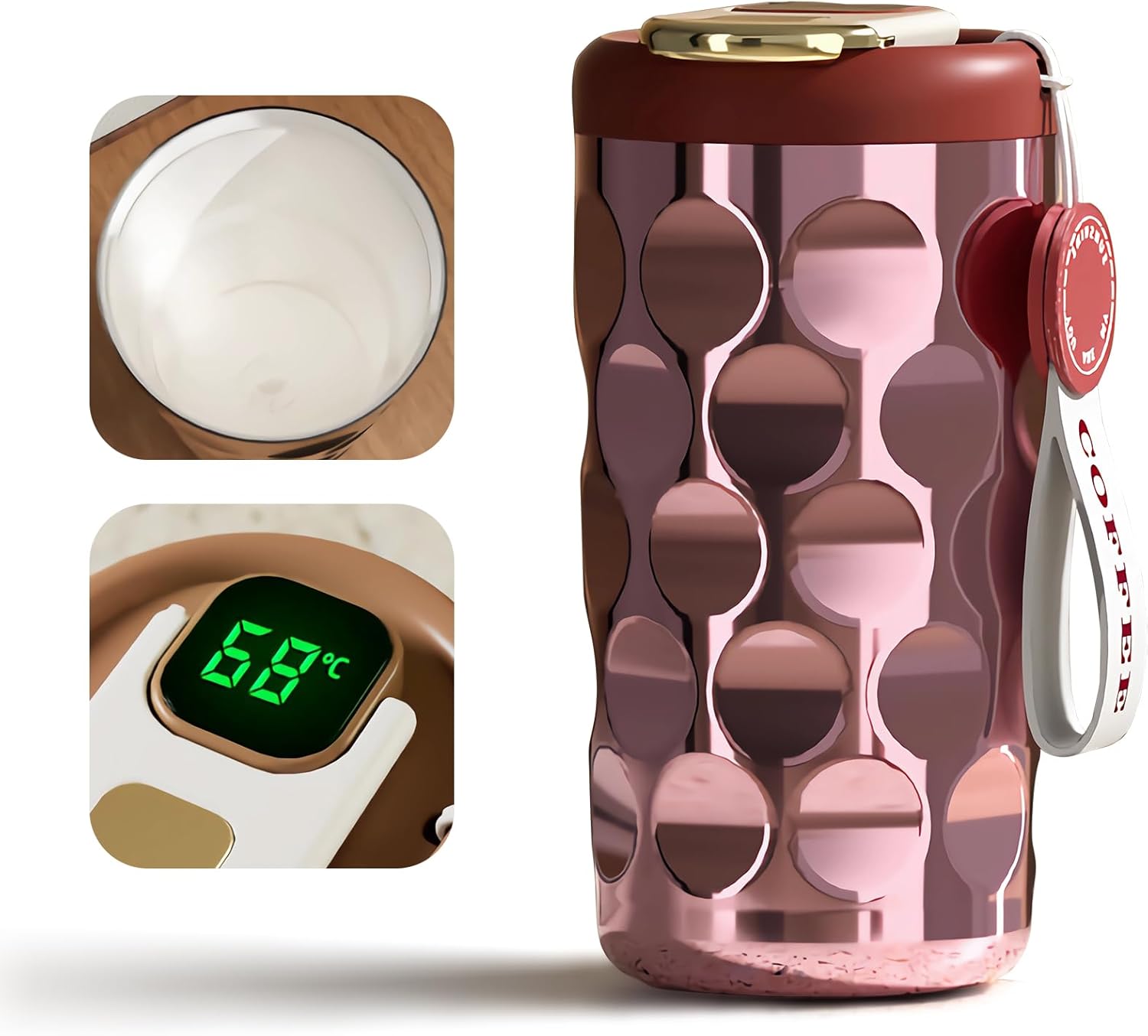 Amazon.com: Ubitree Coffee Thermos, Portable LED Temperature Display ...