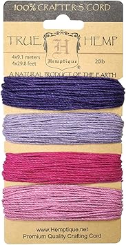 Amazon.com: Hemptique HC20-BB Hemp 20-Pound Cord, Berry Bar, 120-Feet