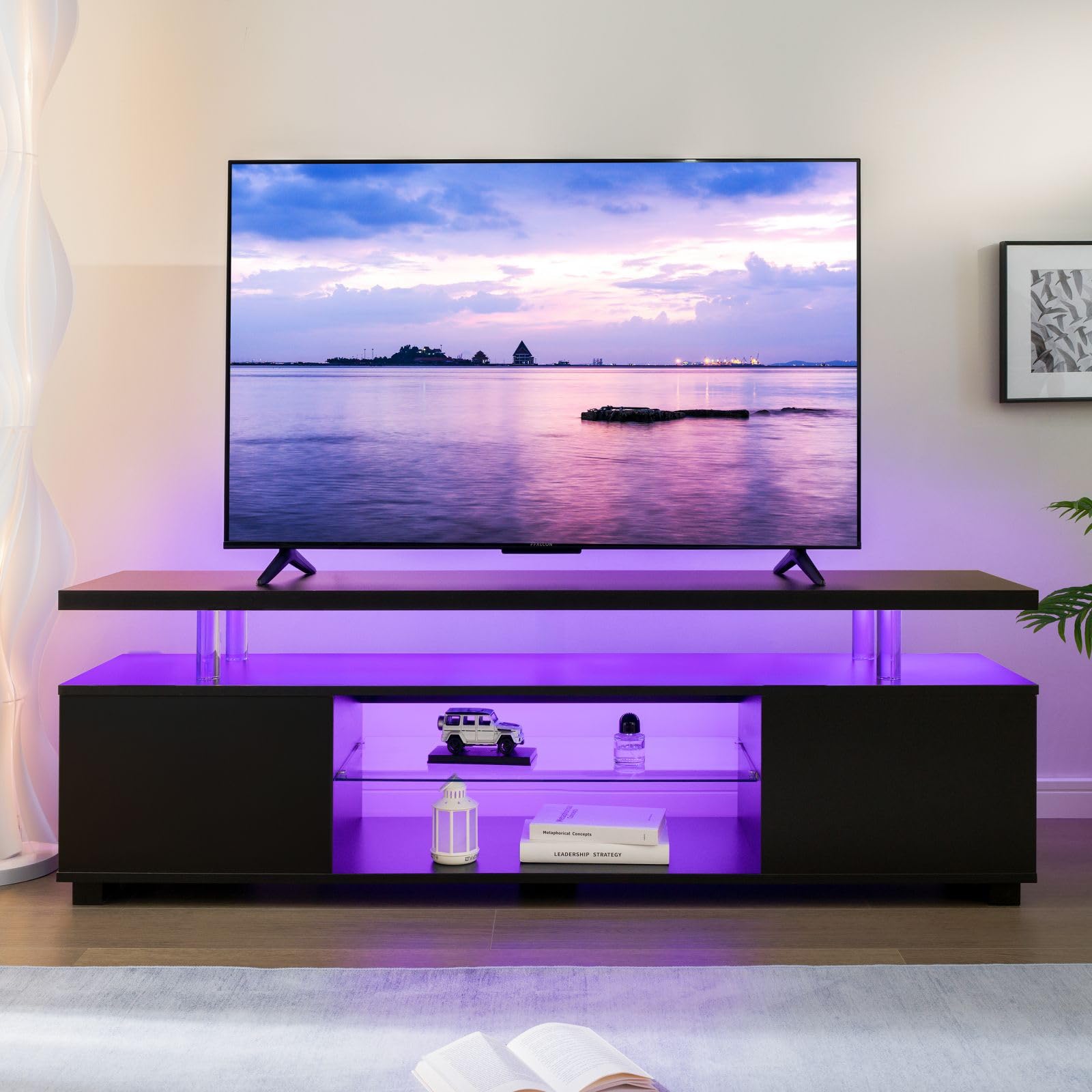 Amazon.com: DobleCliCli TV Entertainment Center LED TV Stand, Gaming ...