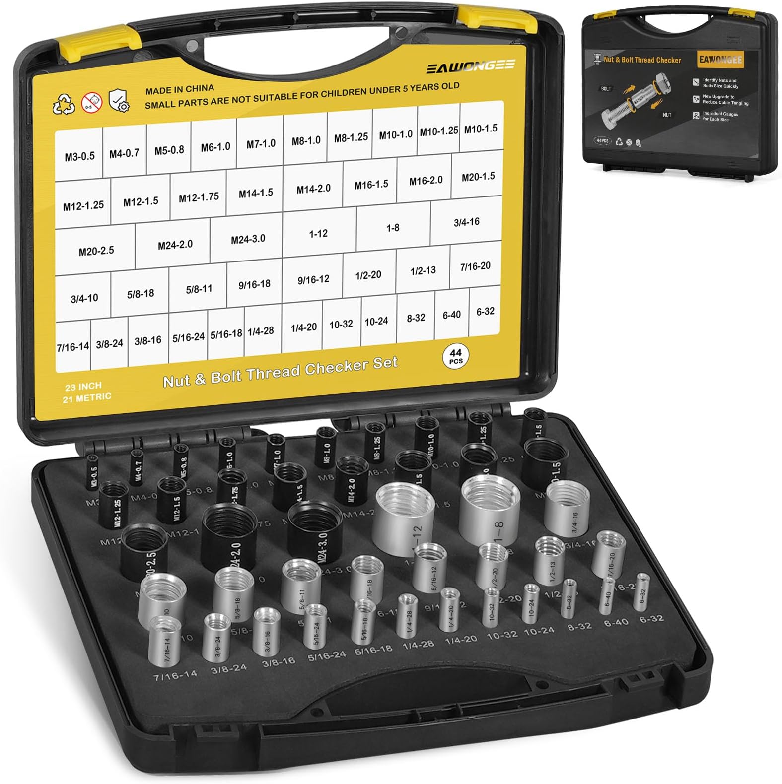 Nut and Bolt Thread Checker (Complete SAE/Inch and Metric Set) (Packs ...