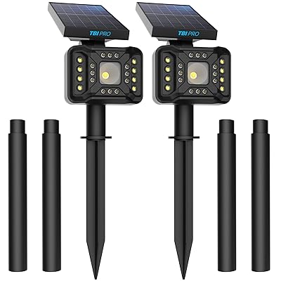 TBI 21 LEDs Solar Landscape Spotlights; 200ft Lighting Dista