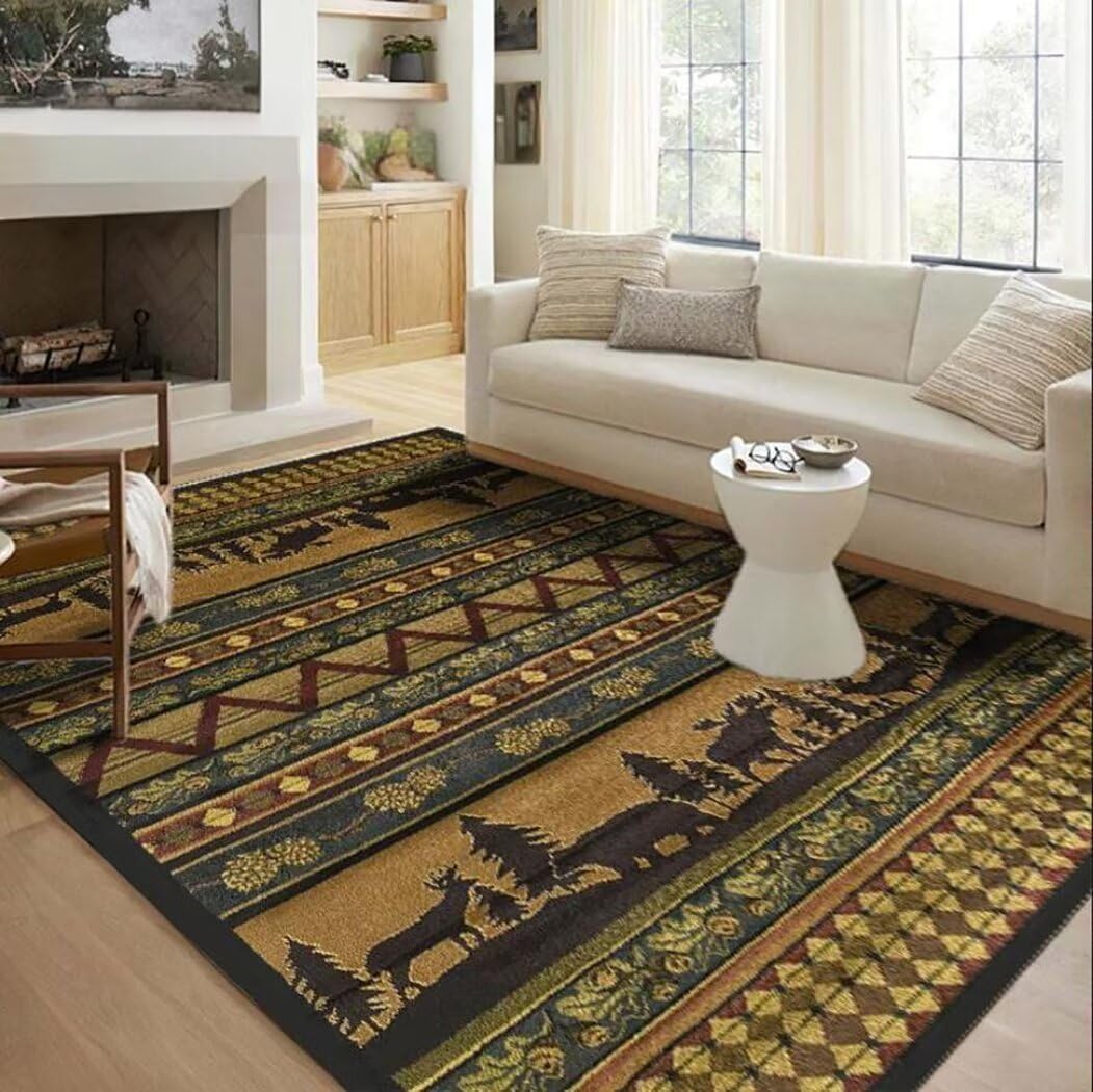 Amazon.com: Qmkmyy Retro Lodge Cabin Forest Moose Entry Rug 2x3ft ...
