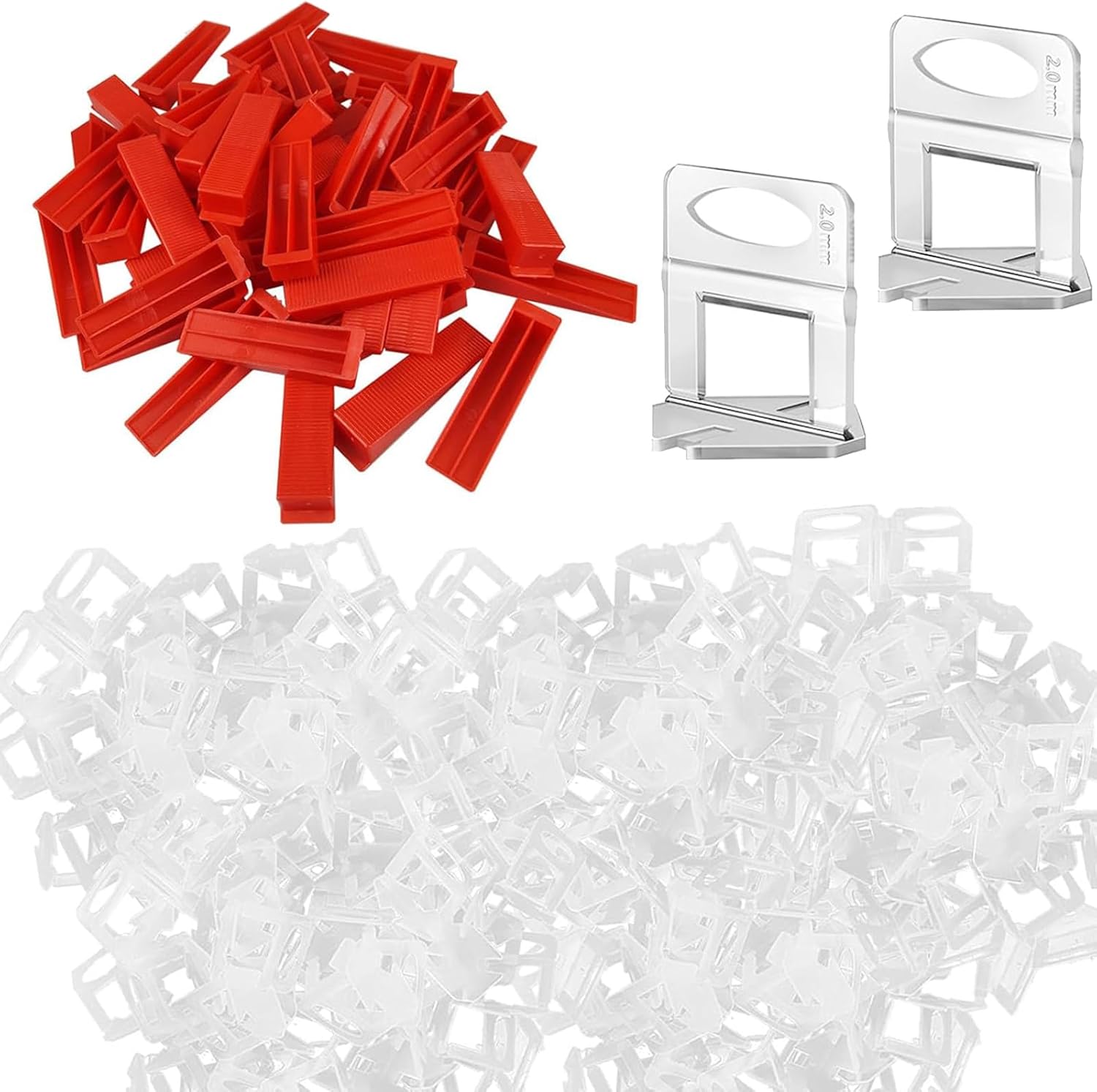 TUAKIMCE 600PCS Tile Leveling System 2mm Set, 500 x Tile Spacer Clips ...