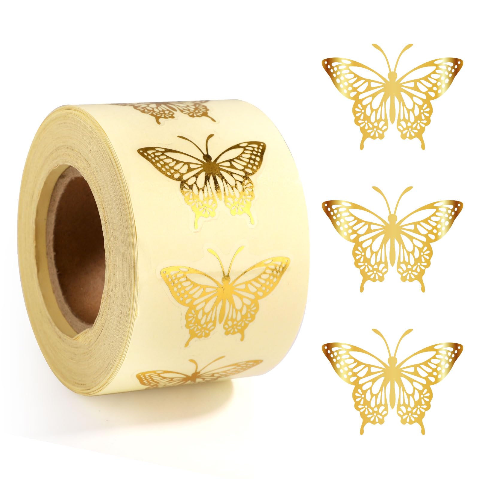 Amazon.com : 500pcs Butterfly Stickers, Gold Foil Butterfly Envelope ...