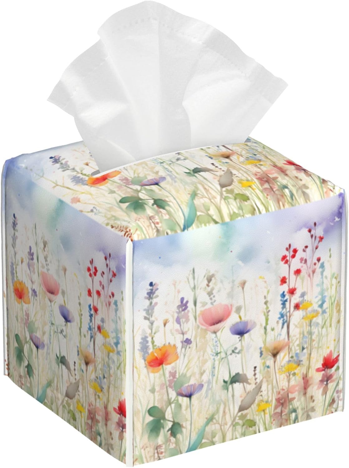 Amazon.com: Watercolor Flower Tissue Box Cover Square,Colorful Flowers ...