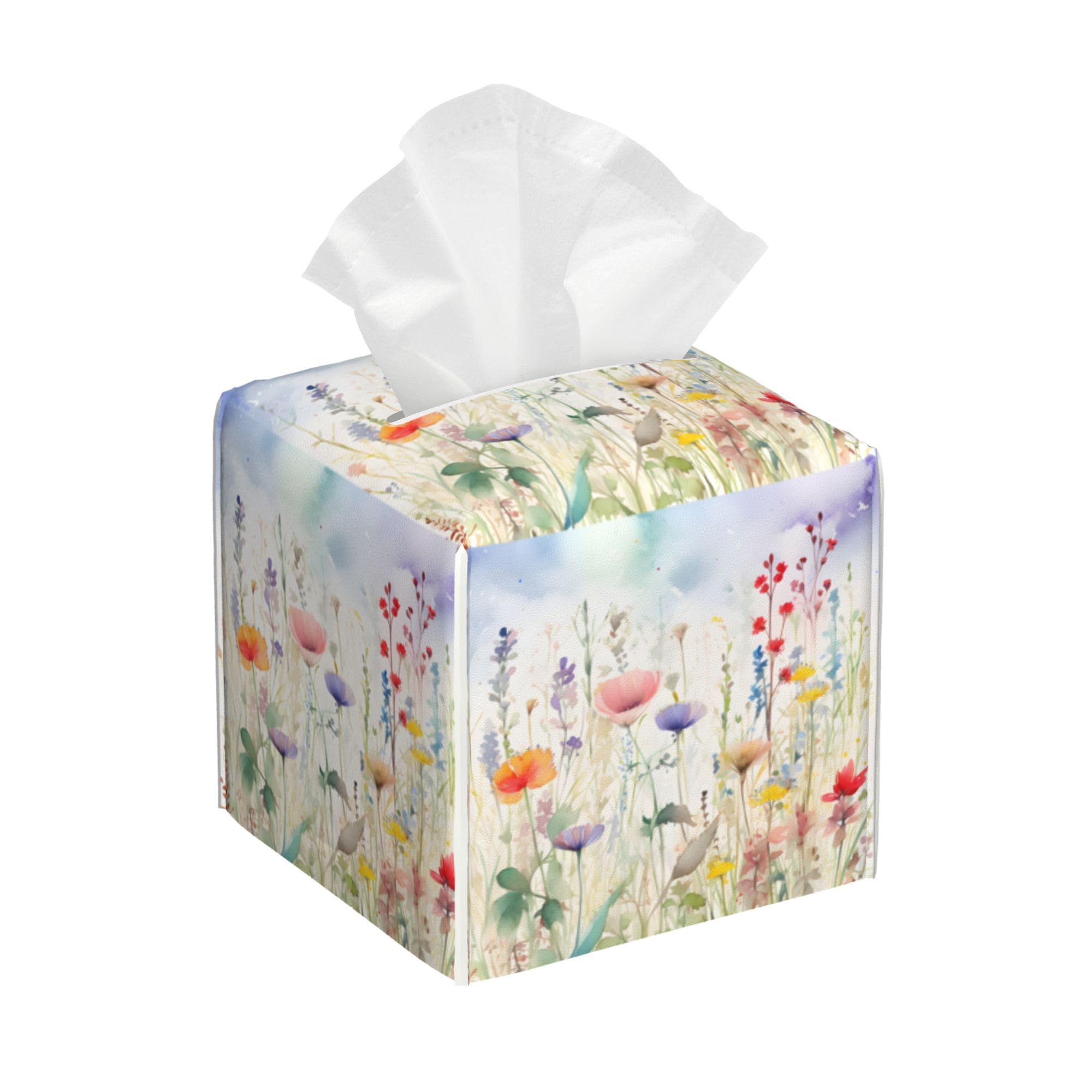 Amazon.com: Watercolor Flower Tissue Box Cover Square,Colorful Flowers ...