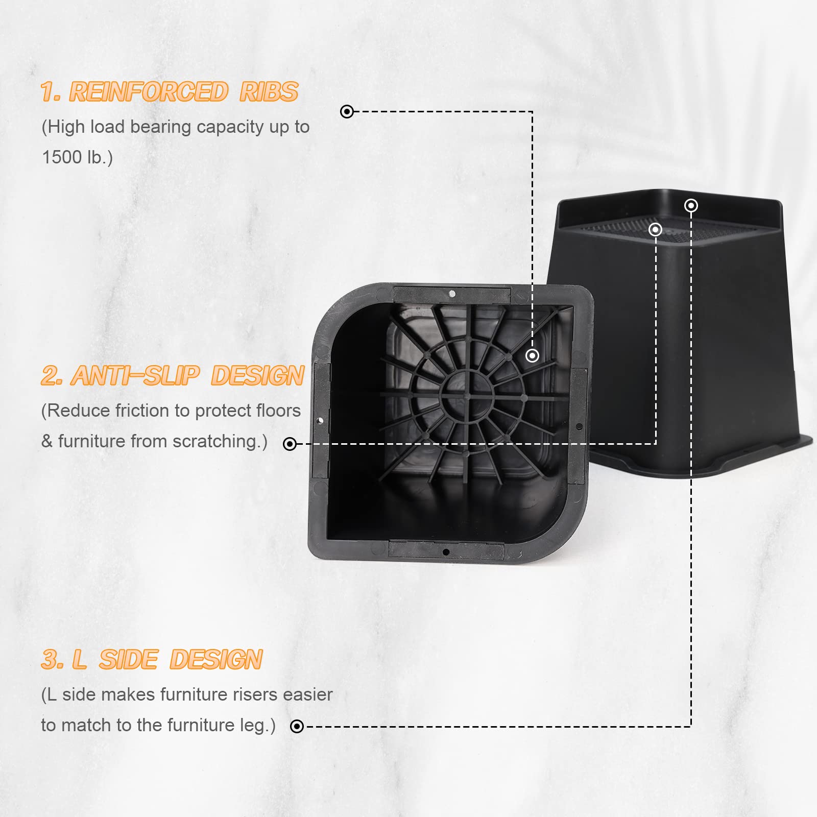 Snapklik.com : Bed Risers 6 Inch Heavy Duty, 4 Pack Bed Leg Riser ...