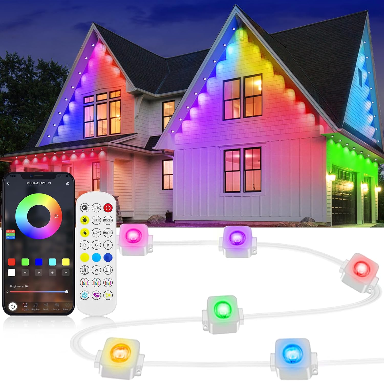 CCILAND Permanent Outdoor Lights, 50ft Eternity RGB Built in Chip ...