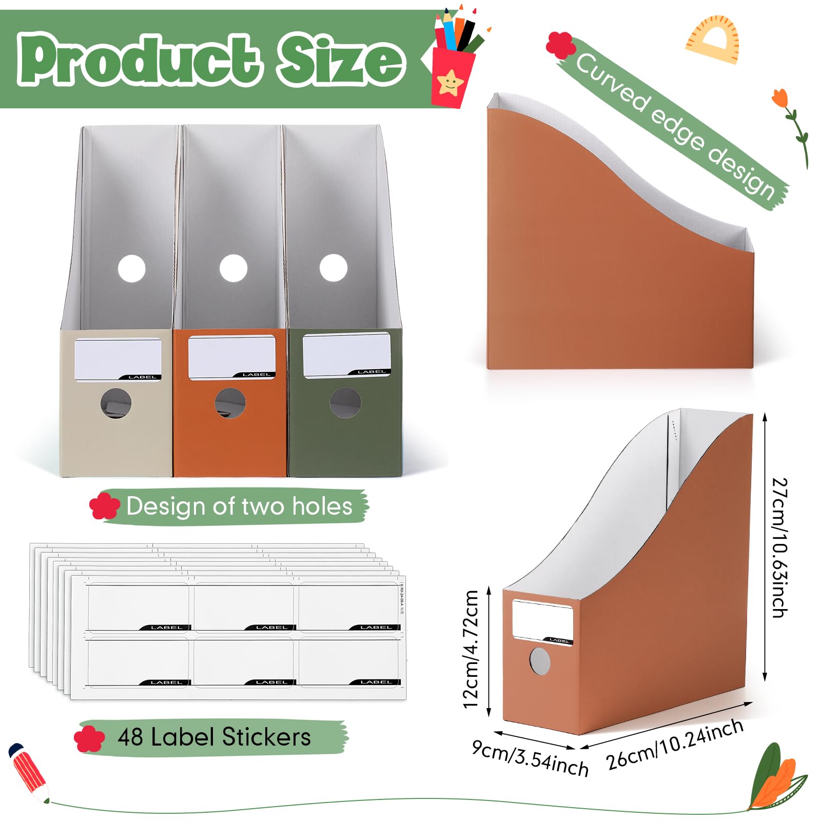 Snapklik.com : Colarr 24 Pcs Cardboard Magazine Holders 12 Colors ...