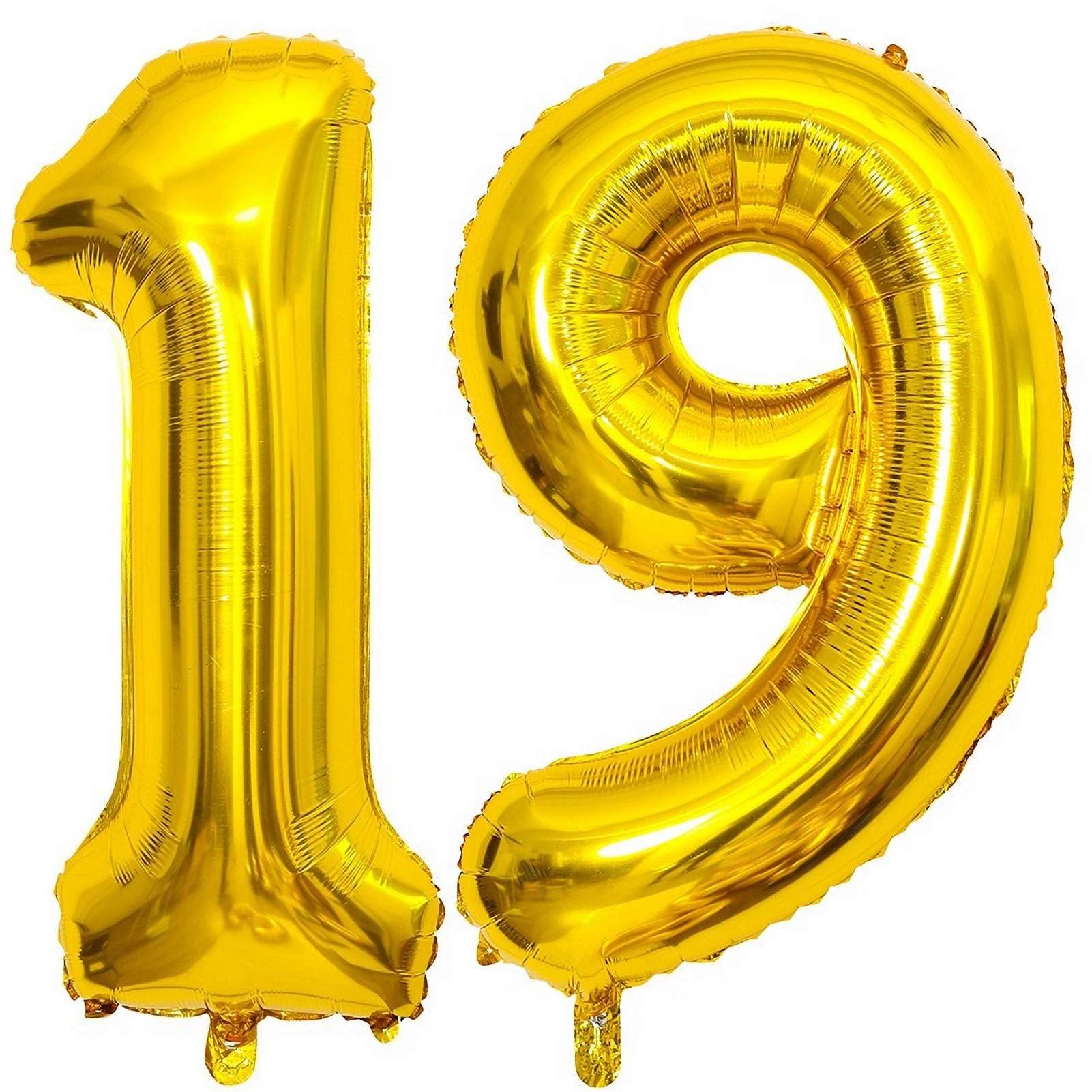 Amazon.com: Gold 19 Number Balloons, 40 Inch Giant Number 19 Balloons ...