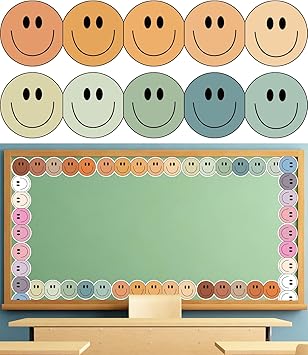 Amazon.com: Whaline 69Ft Boho Pastel Color Smile Face Bulletin Board ...