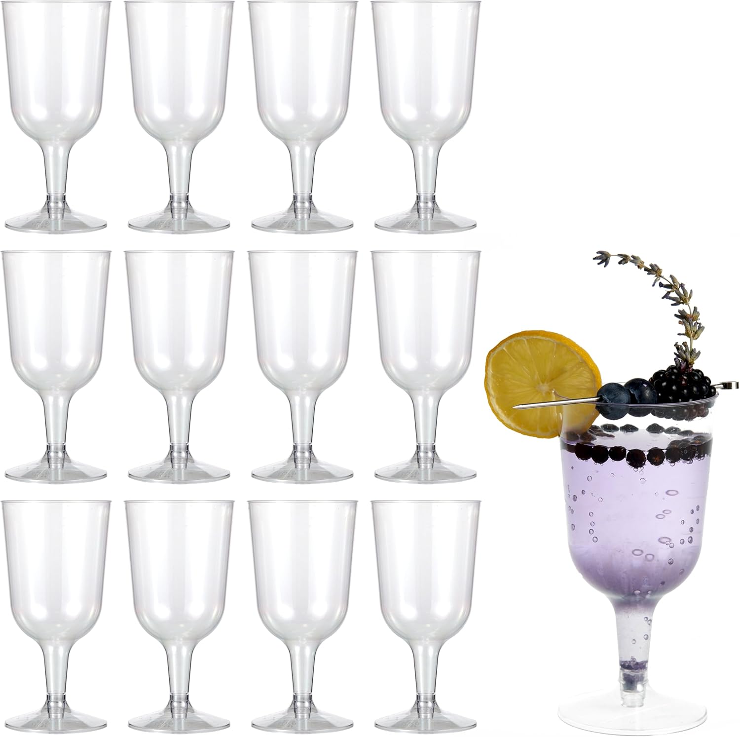 MATANA 12 Premium Plastic Wine Glasses (180ml) - Hard Plastic Wine ...