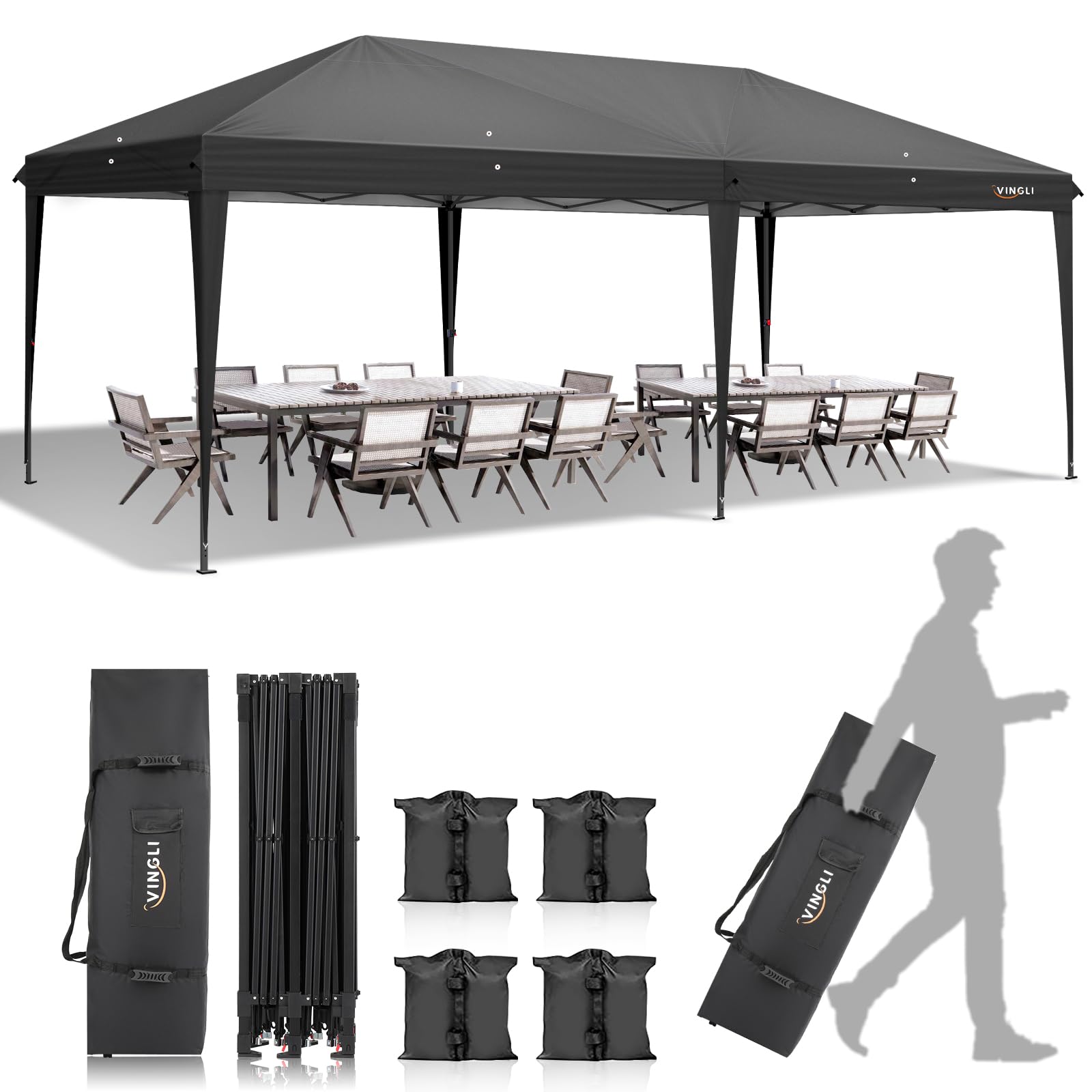 Amazon.com : VINGLI 10x20 Pop Up Canopy Tent, Outdoor Tent Canopy ...