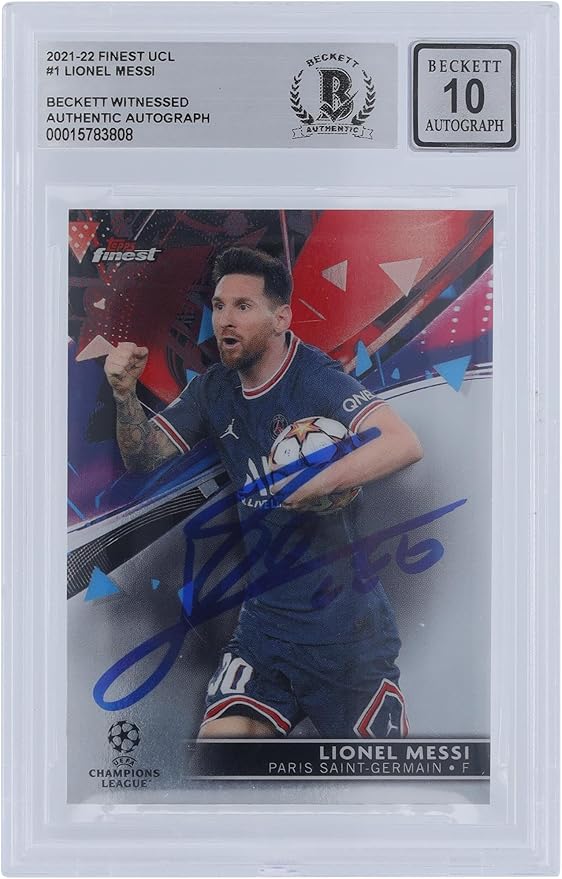 Lionel Messi Paris Saint-Germain (PSG) Autographed 2021-22 Topps Finest ...