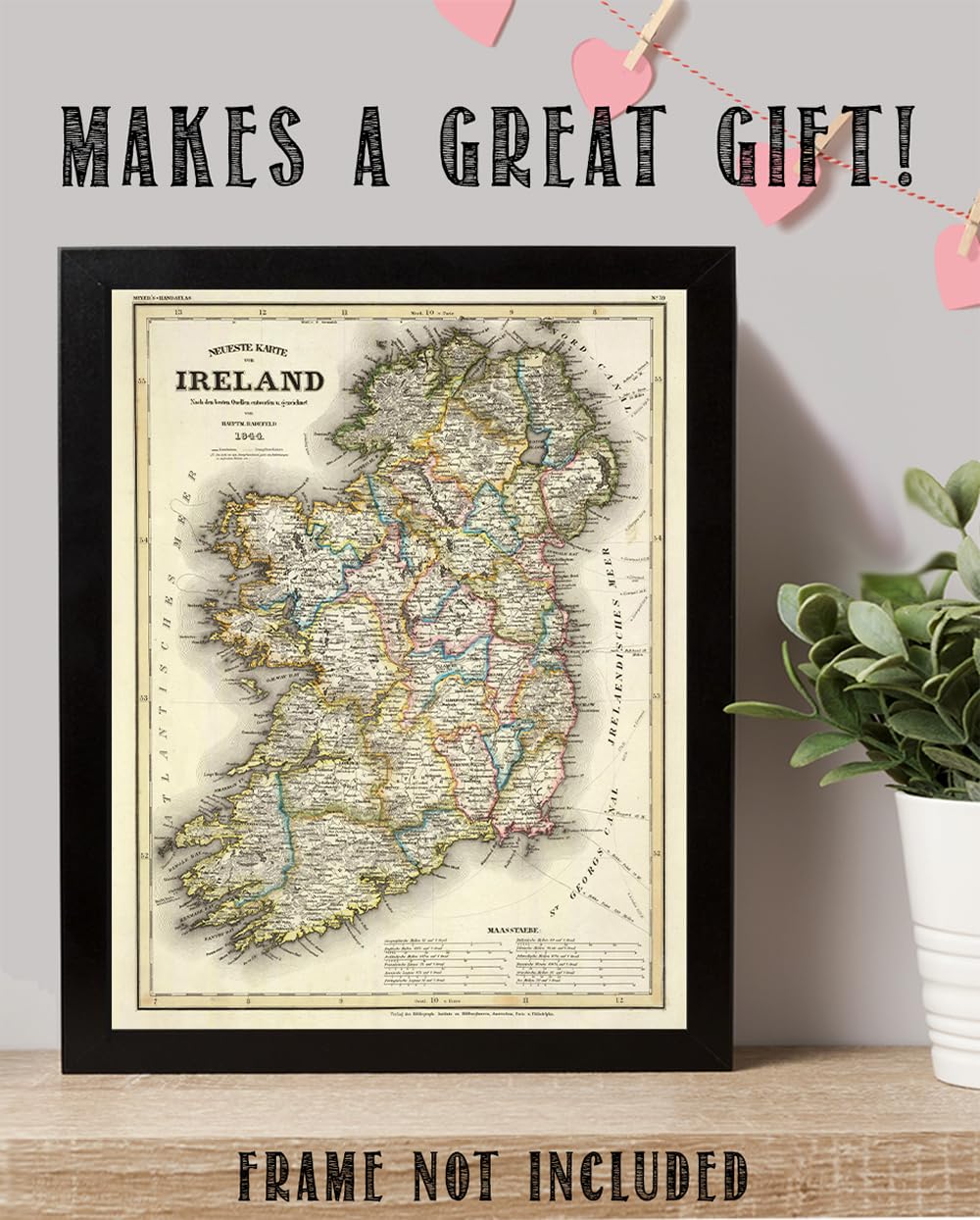 Snapklik.com : 1844 Map Of Ireland 11x14 Unframed Poster, Vintage ...