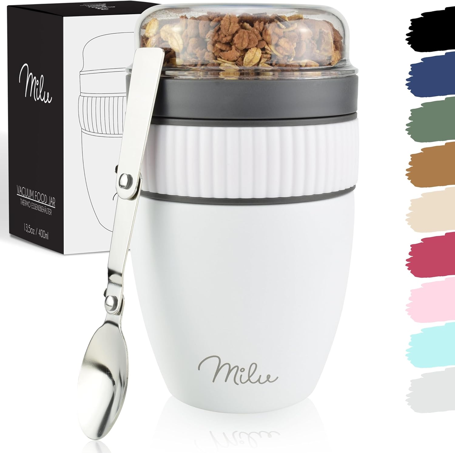 Milu Cereal Cup to go 400ml I insulated yoghurt cup for muesli I leak ...