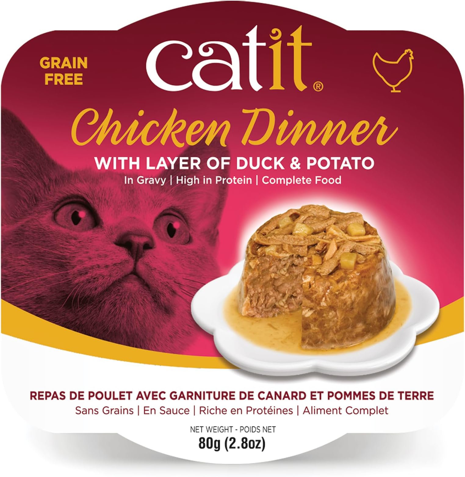 Catit Wet Cat Food Chicken Dinner with Duck & Potato 80 g, Canned Cat ...