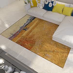 Amazon.com: Golden Wheat Field Area Rugs Van Gogh Style Harvest ...