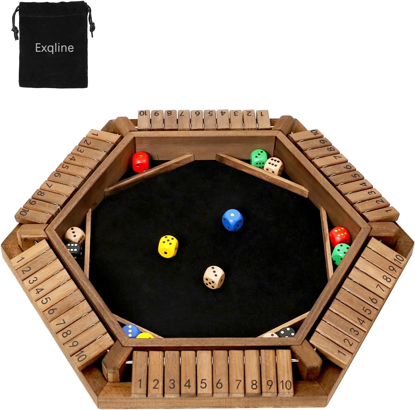 Amazon.com: Shut The Box Game for 2-6 Players, Exqline Wooden Board ...