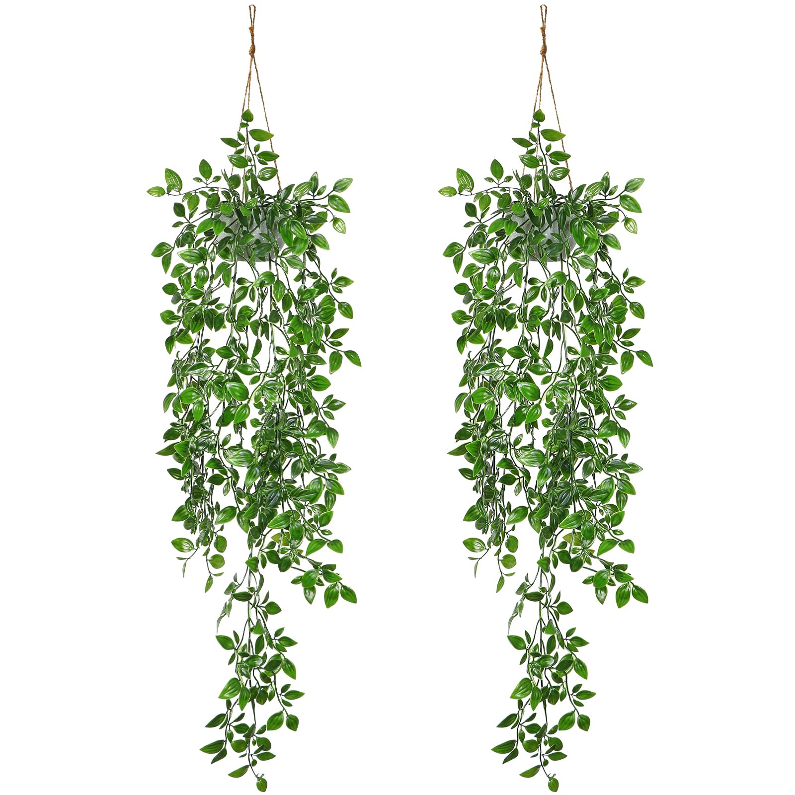 Amazon.com: Dremisland Fake Hanging Plants with Pots 2Pack Faux Hanging ...