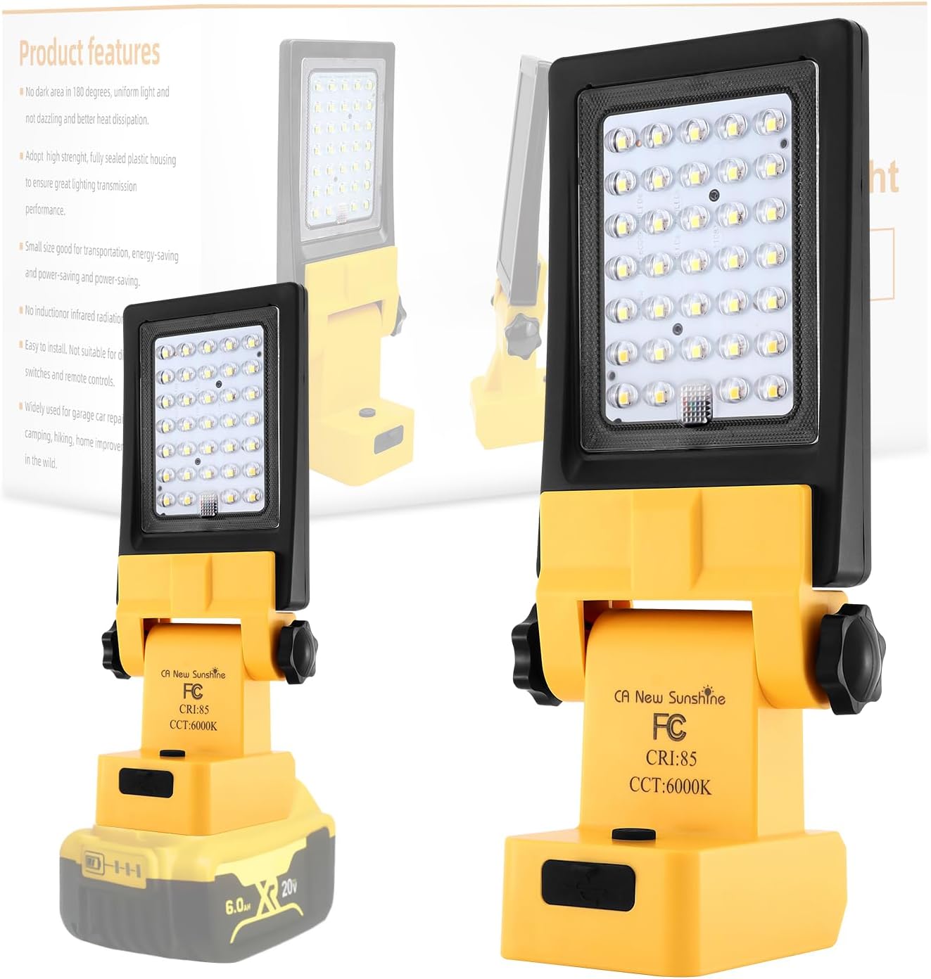 Cordless LED Work Lights for Dewalt 18V/20V Battery,27W 2700 Lumens ...