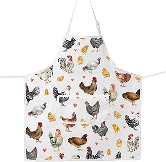 Amazon.com: JNIAP Chicken Apron With Pockets Chicken Lady Apron Chicken ...