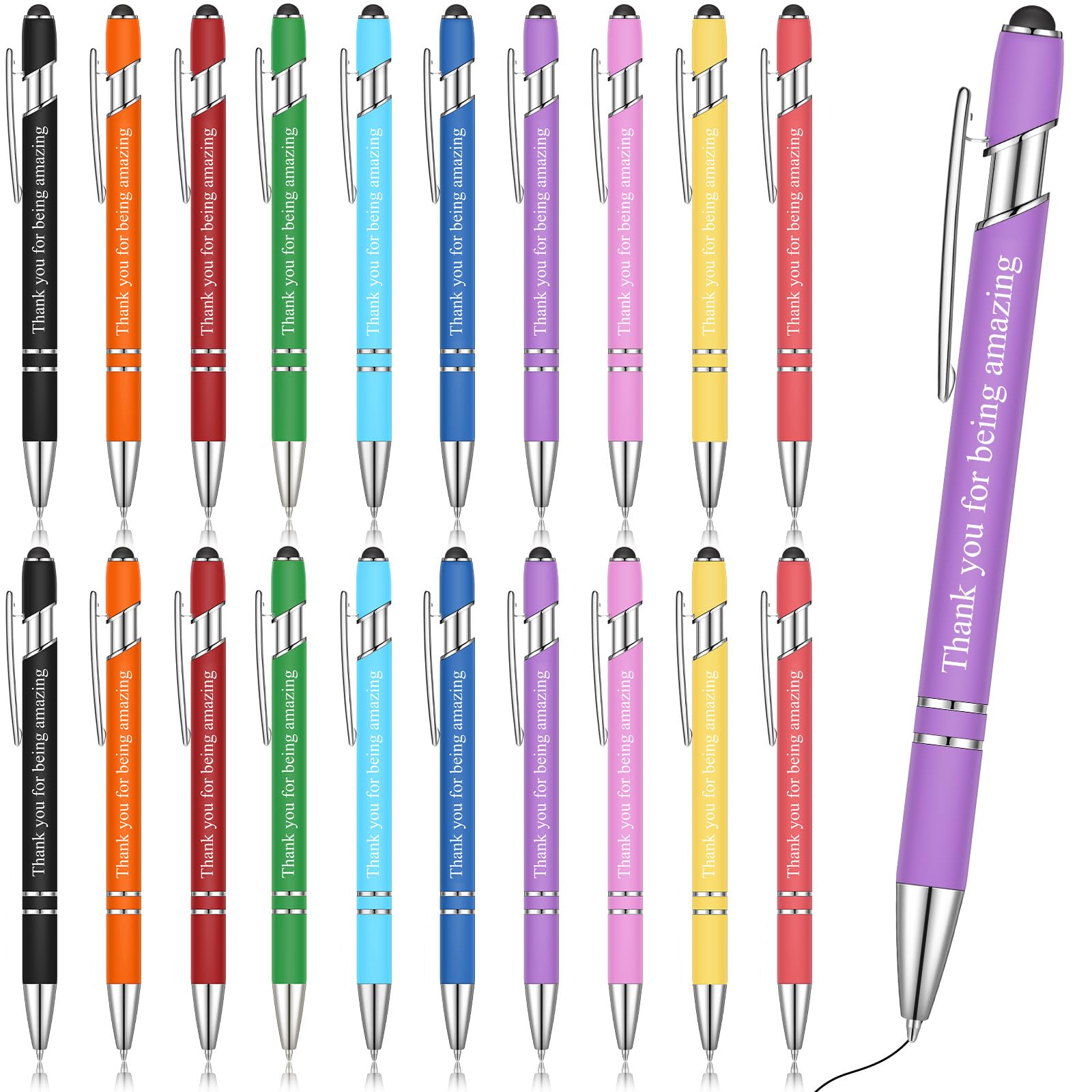 Dianelhall 20 Pcs Employee Inspirational Ballpoint Pens Metal Thank You ...