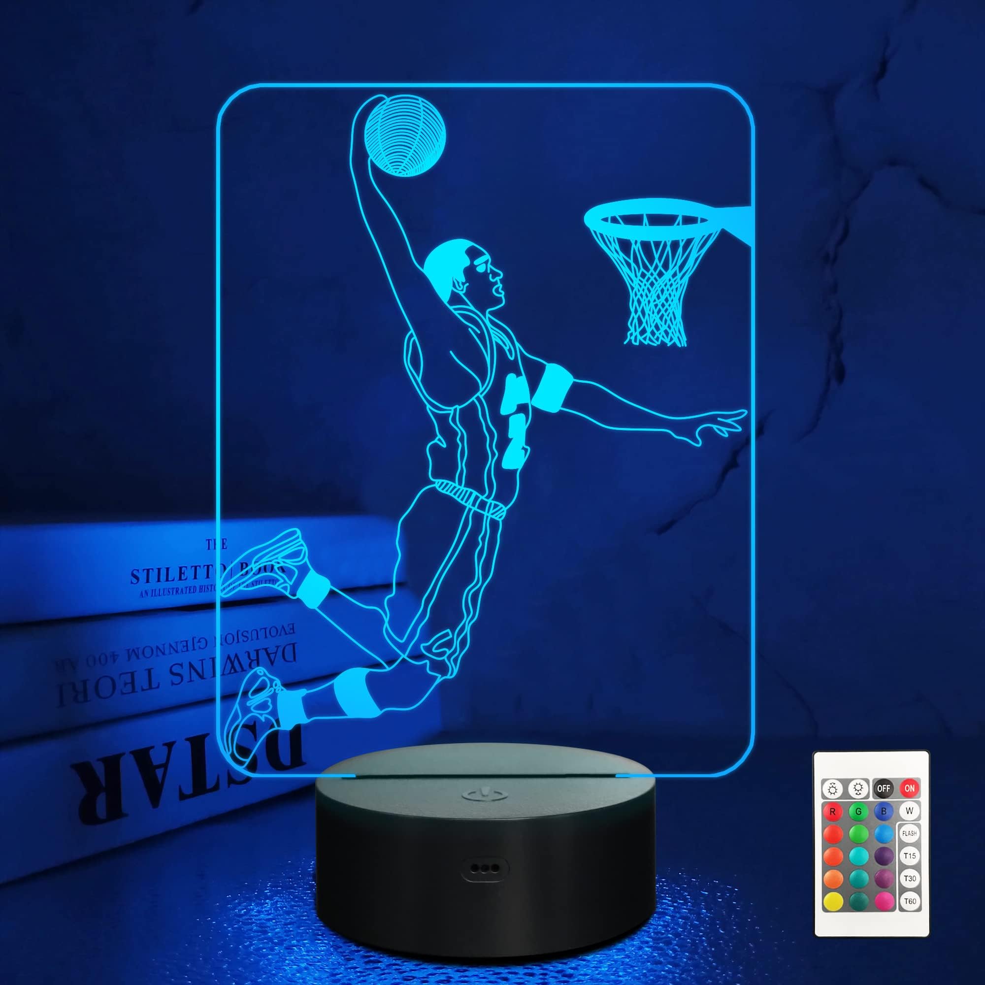 Basketball Kid's Bedside Light, FULLOSUN 3D Optical LED Night Lamp ...