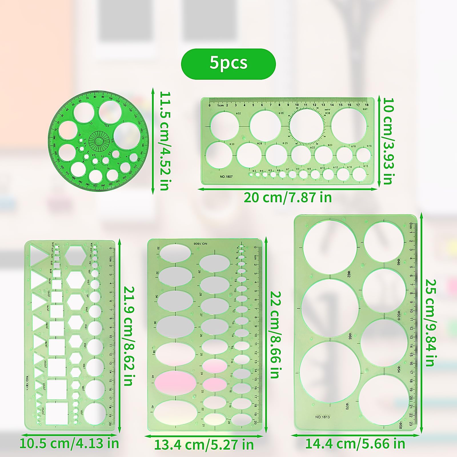 Buy 5 Pieces Circle Template - Plastic Circle and Oval Measuring ...