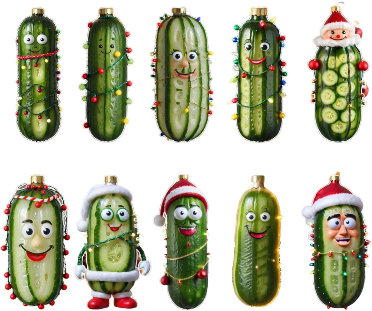 Amazon.com: 10pcs Christmas Mini Cucumber Pendant, 2D Acrylic Multi ...