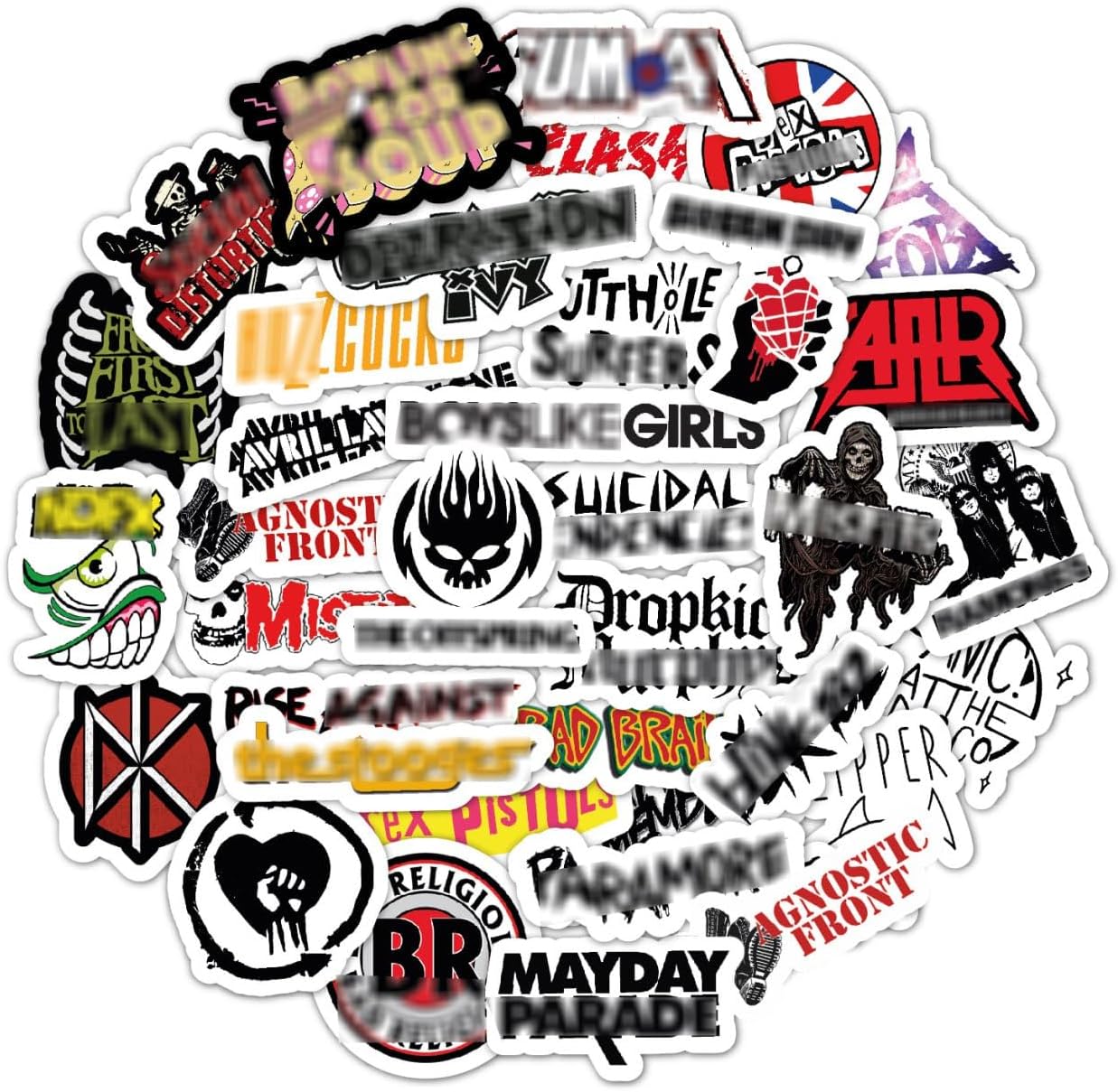 BulbaCraft 35 Pcs Punk Rock Stickers - Band Stickers for Adults, Self ...