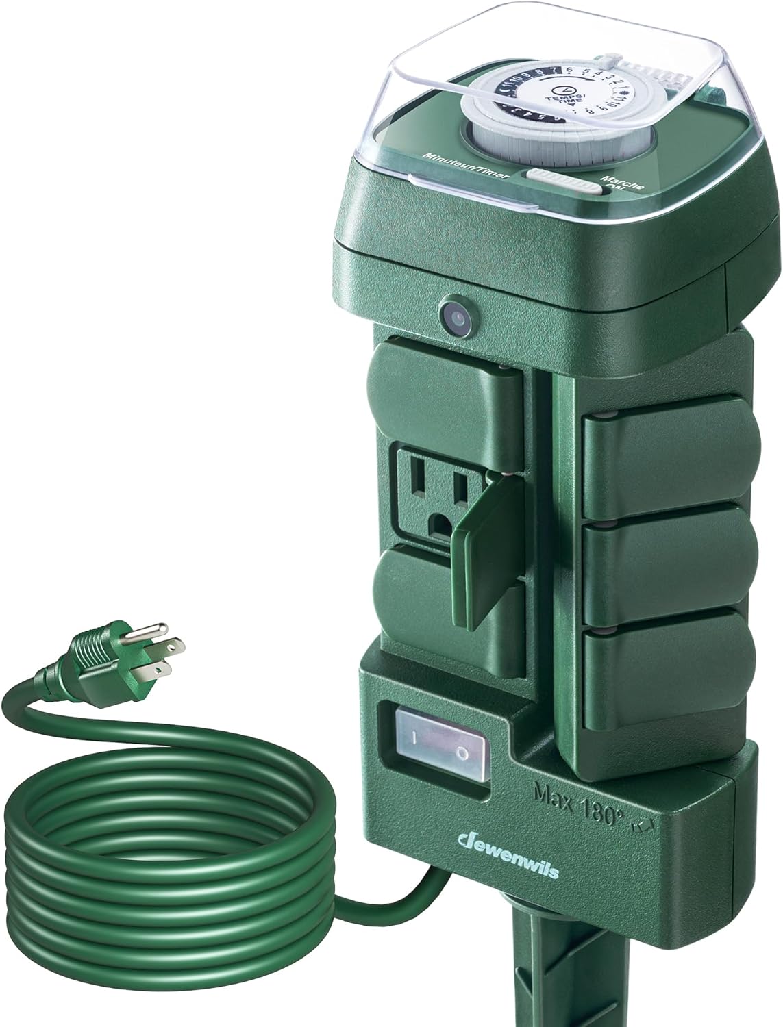 DEWENWILS Outdoor Mechanical Power Stake Timer, Waterproof, 6 Grounded ...