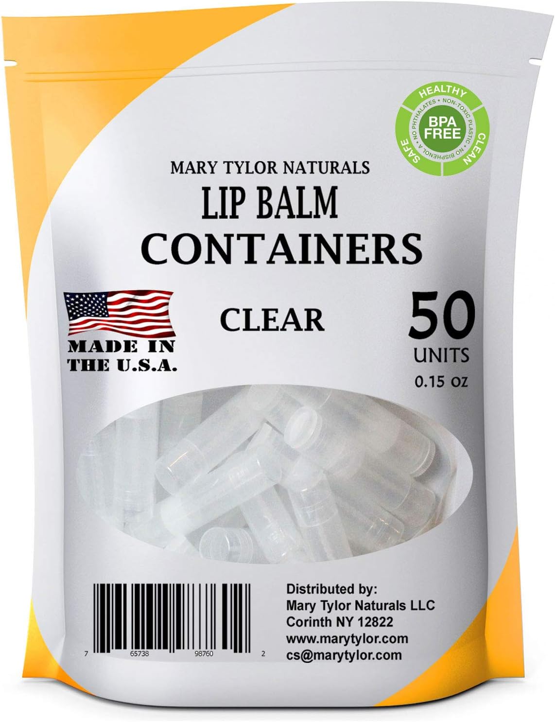 Amazon.com : 50 Clear Lip Balm Containers Round Tubes, BPA Free, Made ...