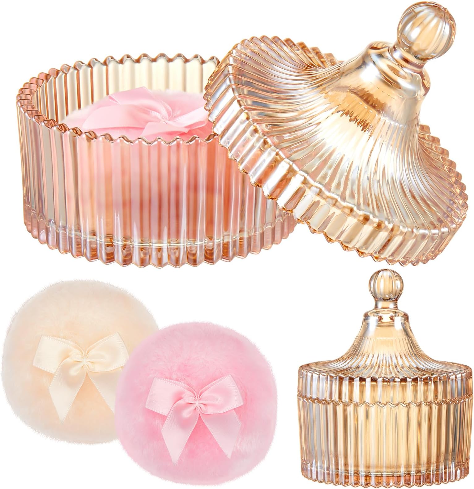 Amazon.com: Tioncy 3 Pcs Large Body Powder Puff and Container Powder ...