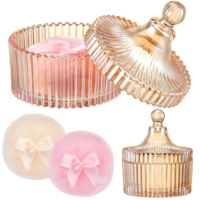 Amazon.com: Tioncy 3 Pcs Large Body Powder Puff and Container Powder ...