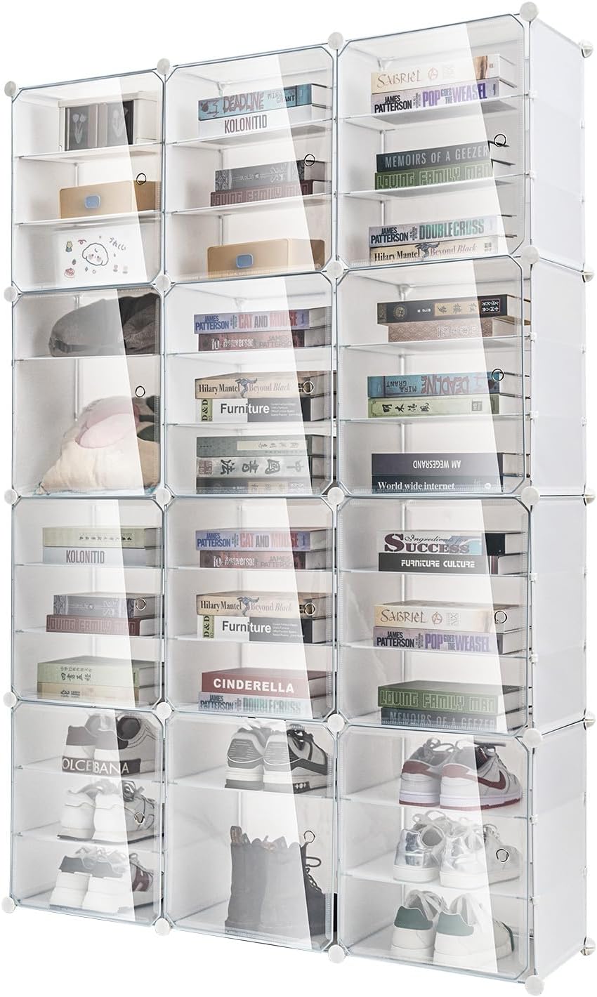 Amazon.com: banborba Portable Shoe Rack Organizer, 12-Tiers DIY Shoe ...