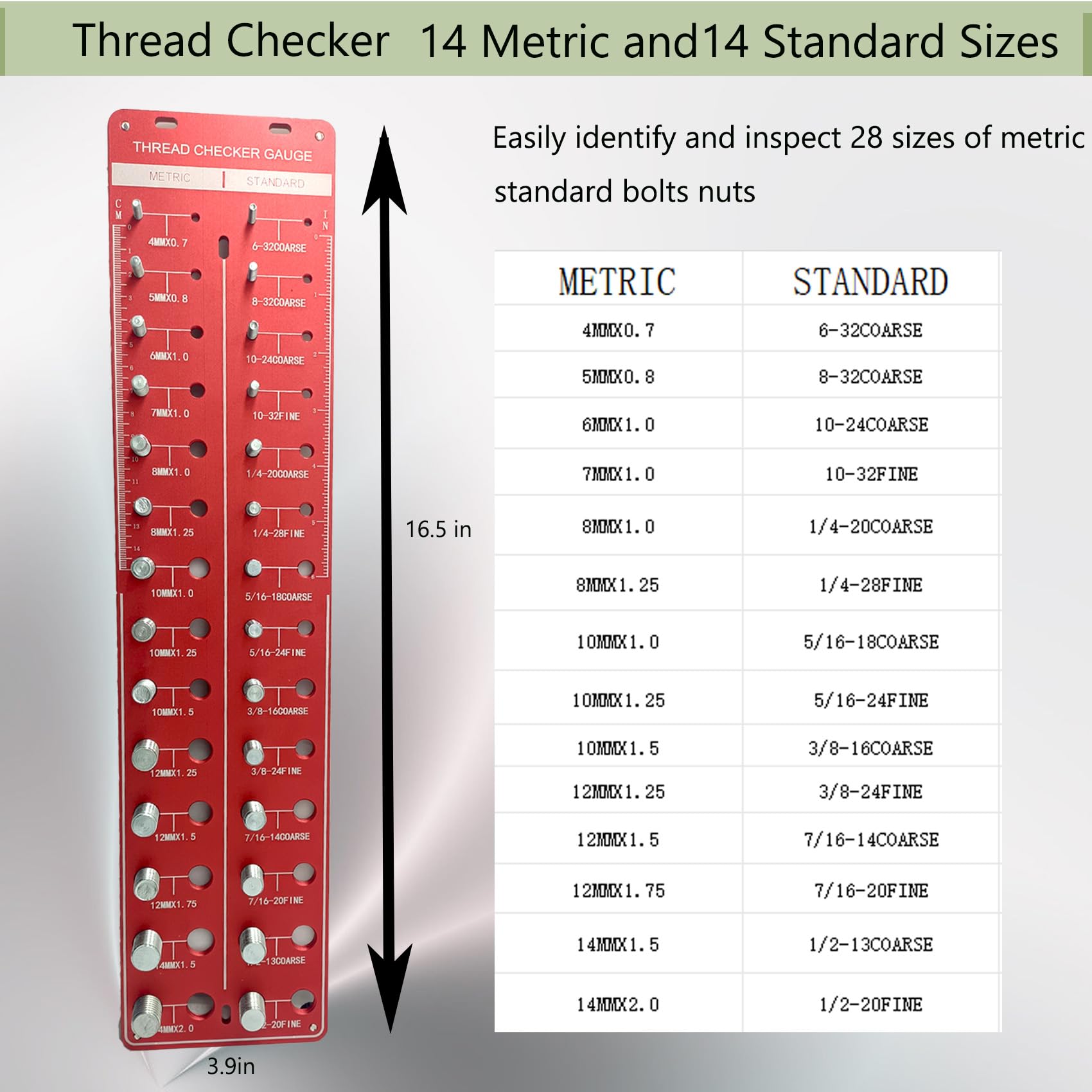 Snapklik.com : 2024 upgrade Thread Checker, Nut And Bolt Thread Checker ...