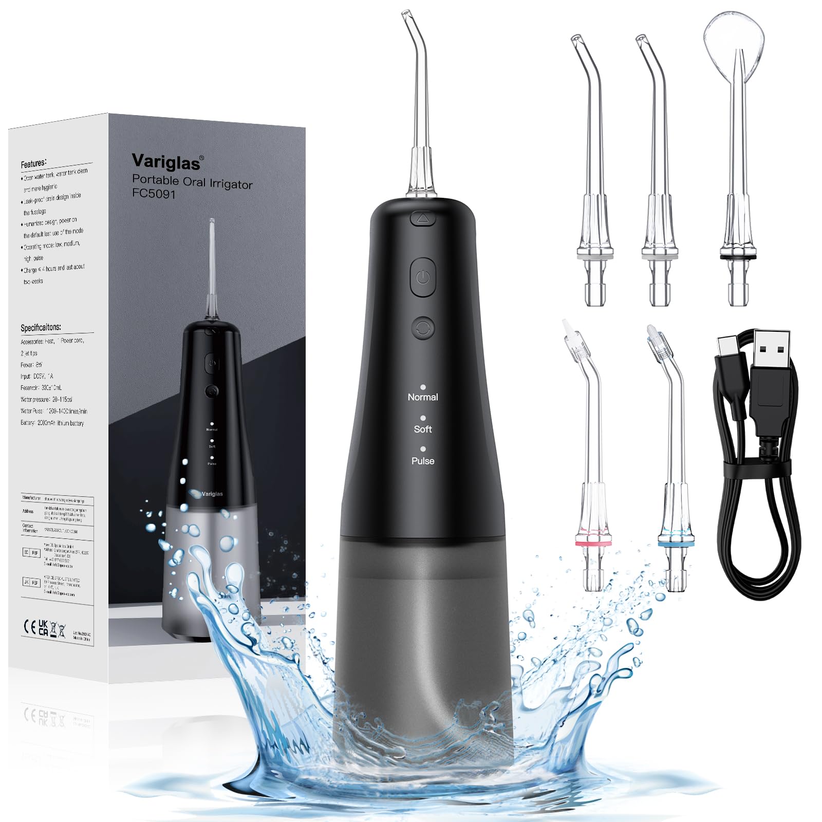 Water Flossers for Teeth Cordless, Water Flosser Oral Irrigator with 3 ...
