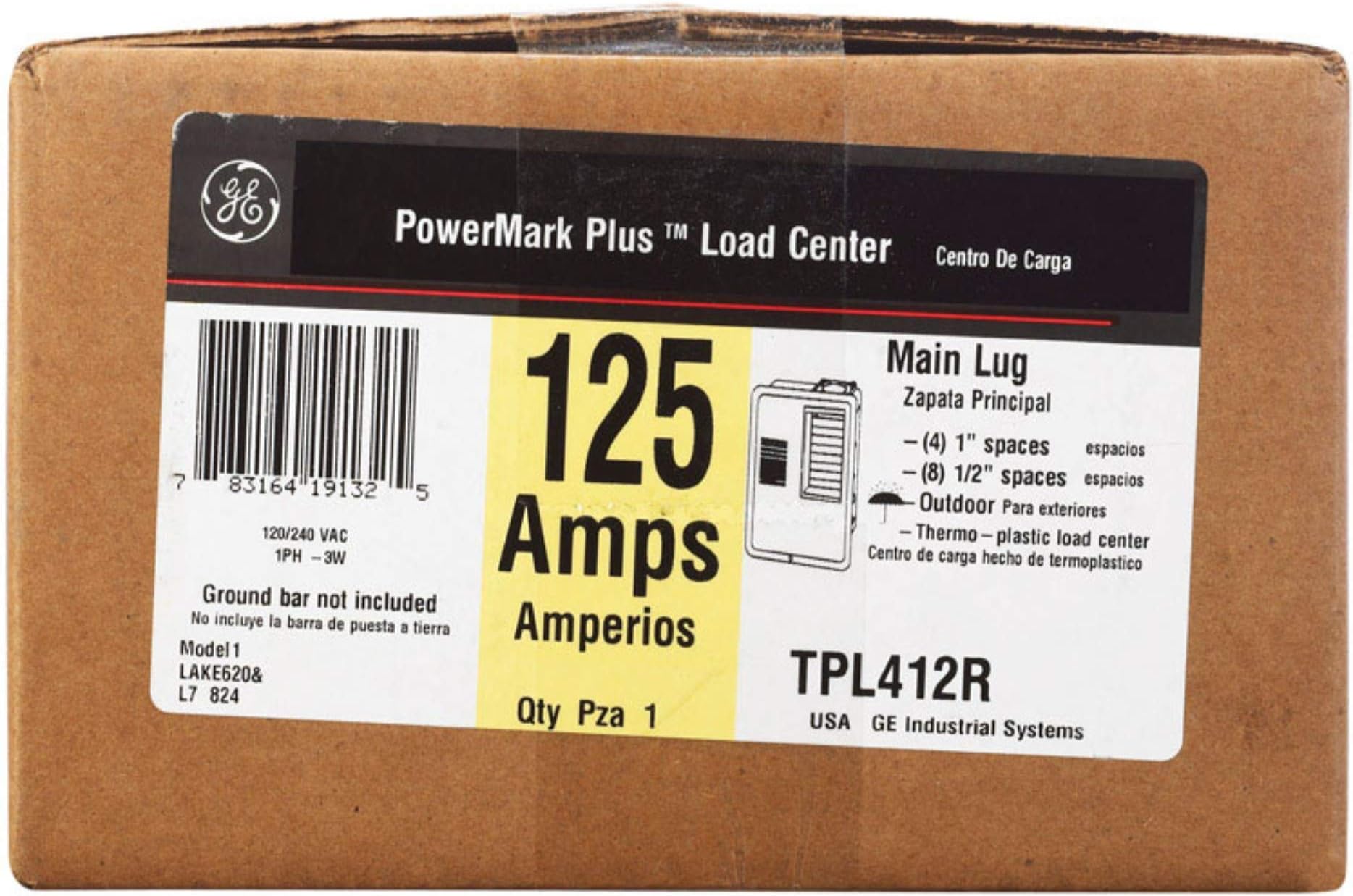 Ge Main Lug Load Center 125 Amp 8 Circuits Boxed - Amazon.com