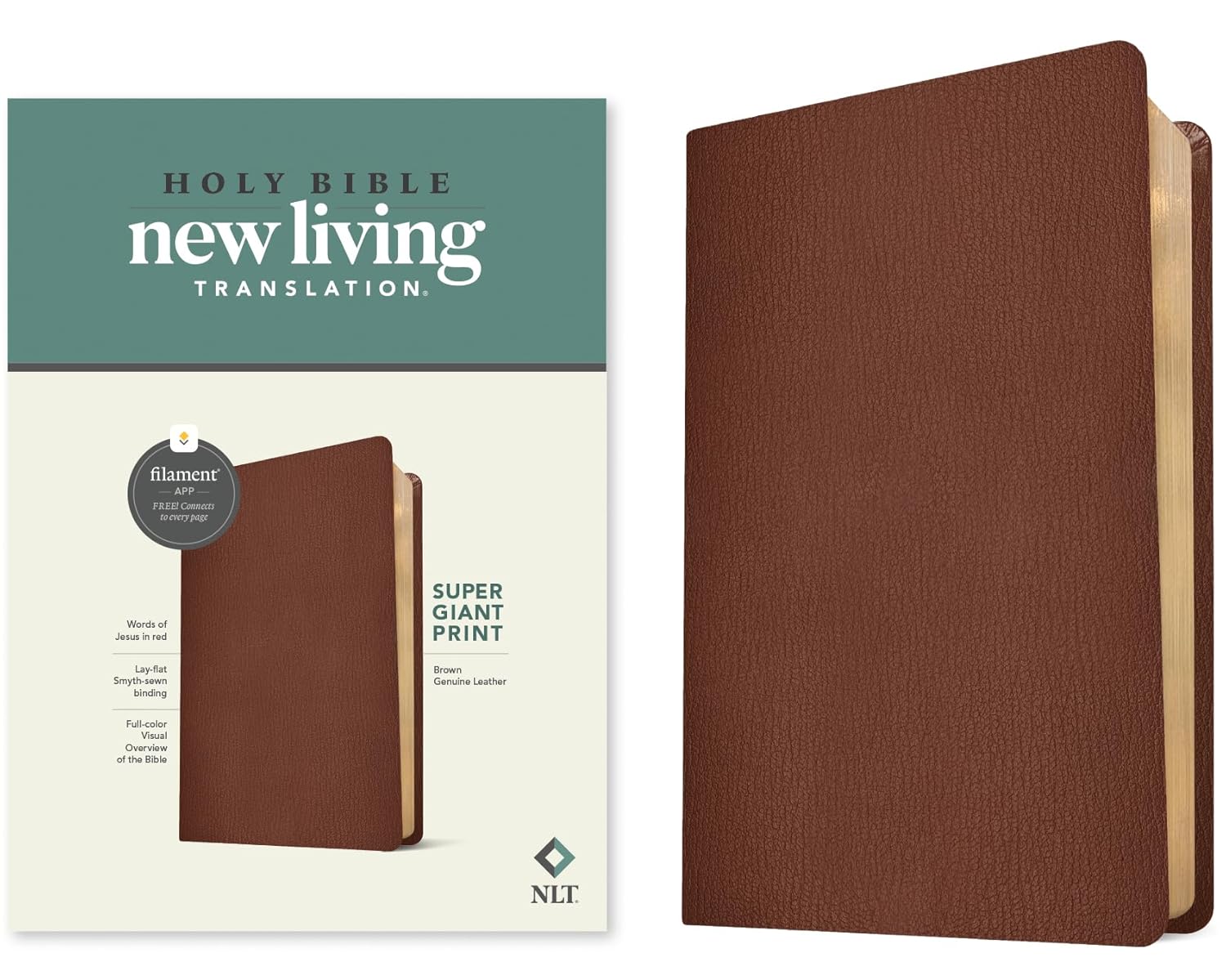 NLT Super Giant Print Bible, Filament Enabled (Genuine Leather, Brown ...